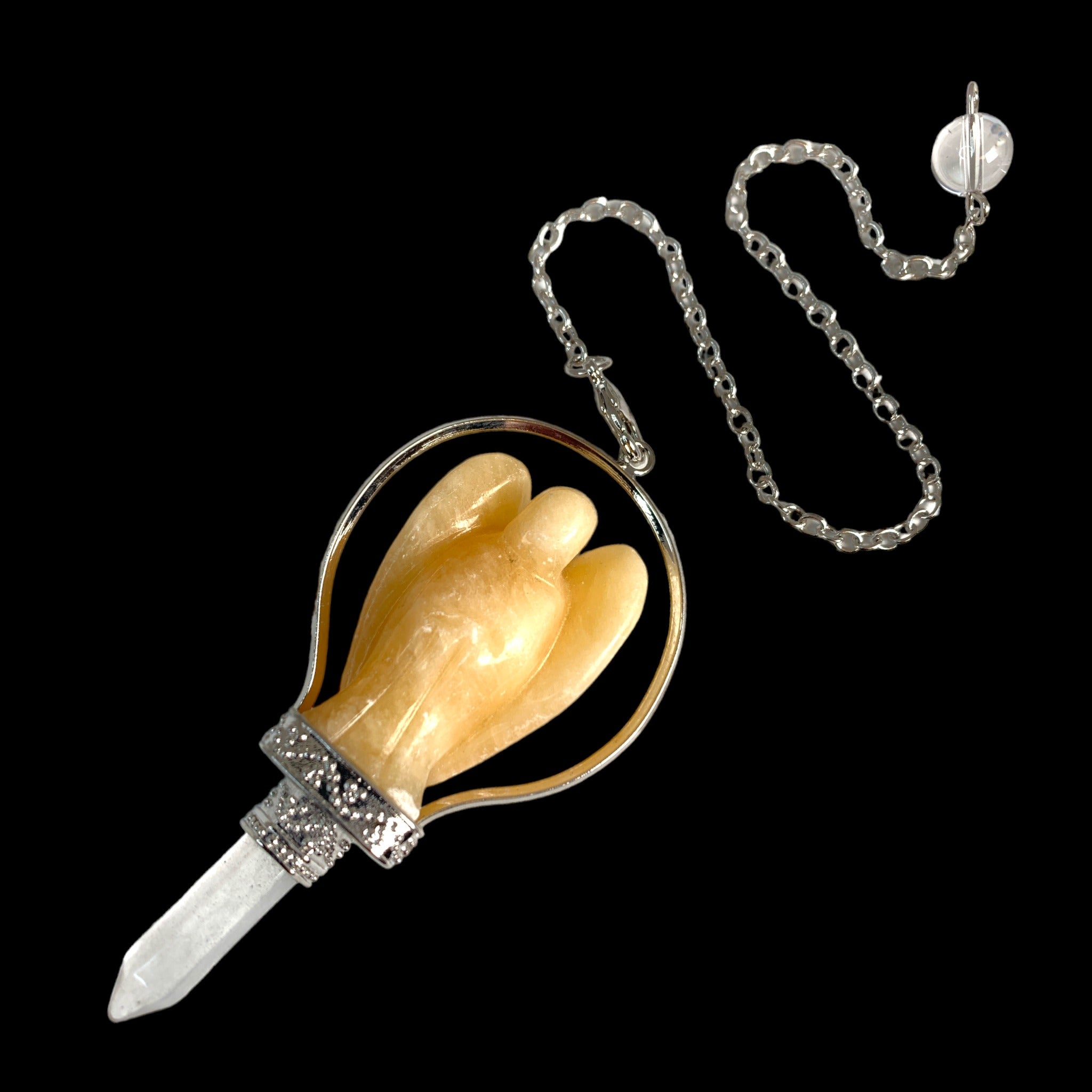 Yellow Jade Angel Pendulum - Platinum Colour Plated – BambooBlinds.ca