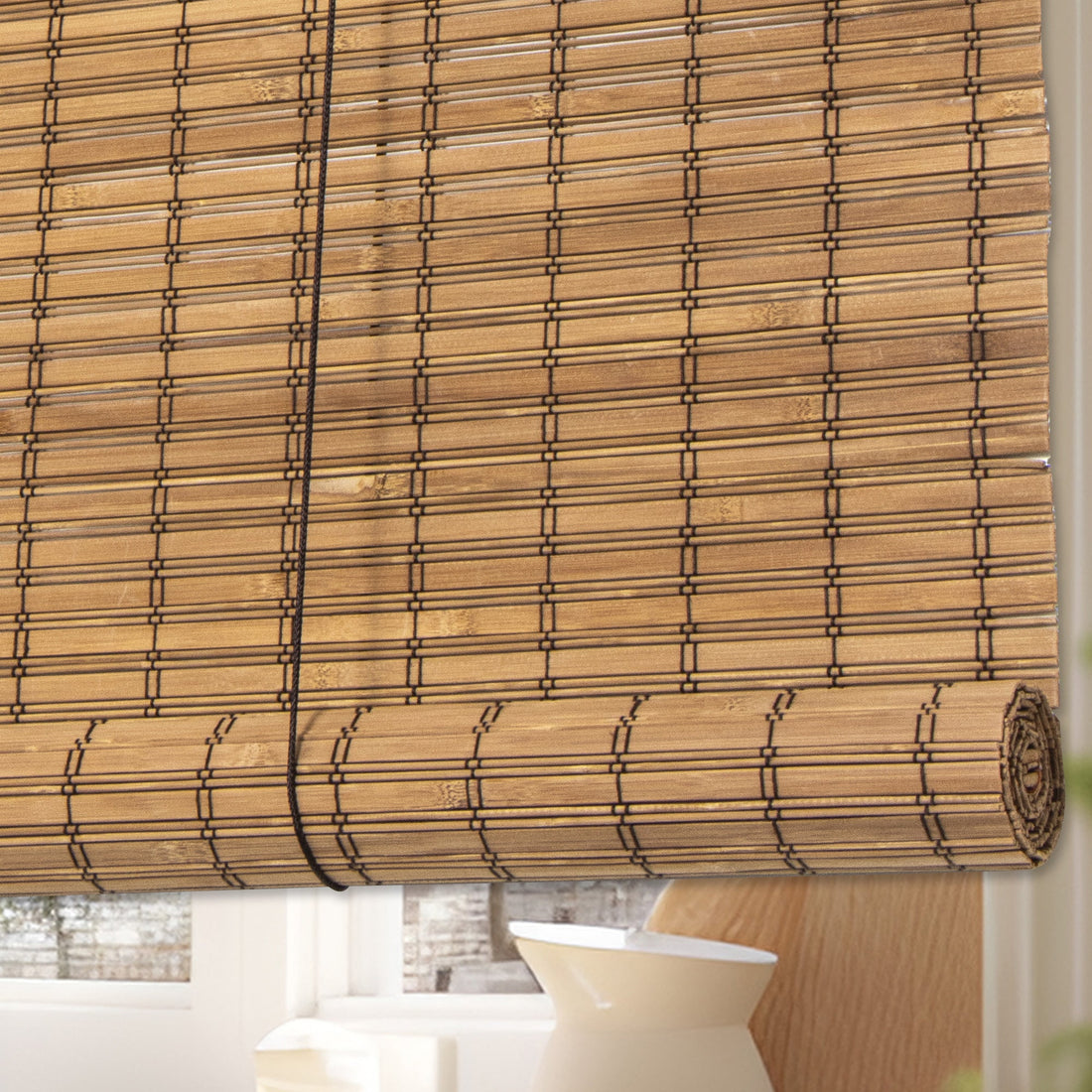 Imperial Brown Bamboo Blinds with Valance - Round & Flat Sticks (BL700 ...